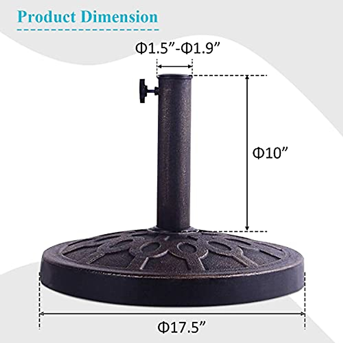 Salches Cast Umbrella Stand, 30lbs Heavy Duty Umbrella Stands for Outside, Outdoor Umbrella Holder for Garden/Beach/Patio/Deck/Porch, Classic Round Market Umbrella Base