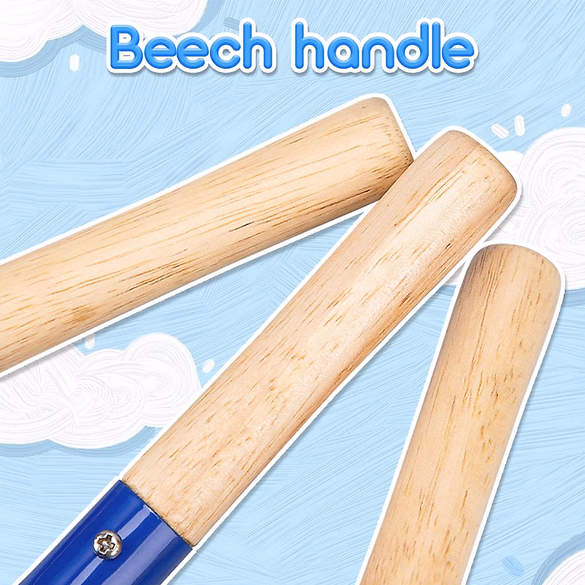 UMUACCAN 6 Piece Kids Beach Tools,Children Beach Sand Toys, Made of Metal with Sturdy Wooden Handle,Safe Beach Gardening Set,Spoon, Fork, Trowel, Rake & Shovel, Gifts for Kids