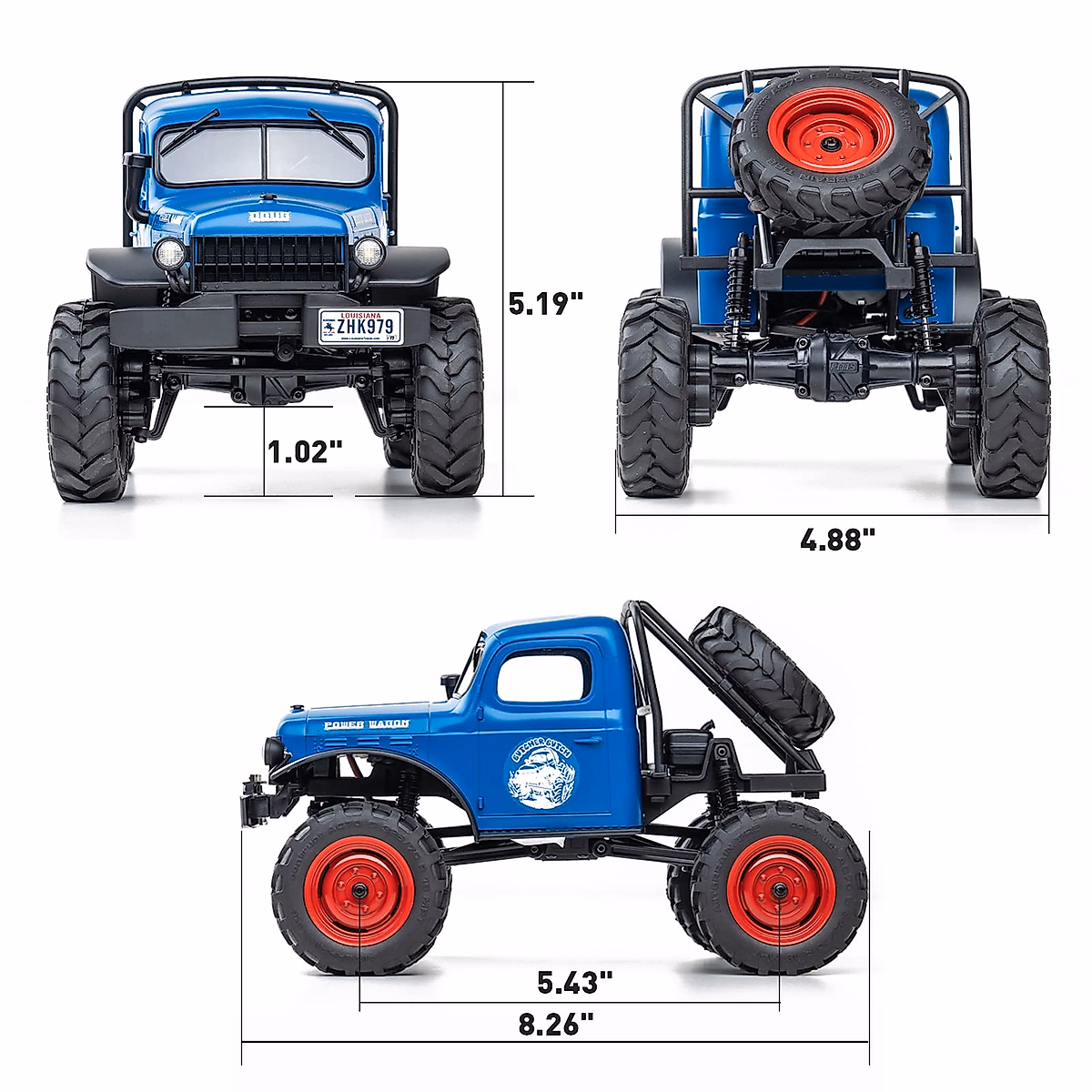 BEEZRC FMS RC Crwaler 1/24 Scale FCX24 Power Wagon RTR 4WD 2.4GHz 3CH Offroad RC Car Model Vehicle Hobby Grade Remote Control Car(Blue)