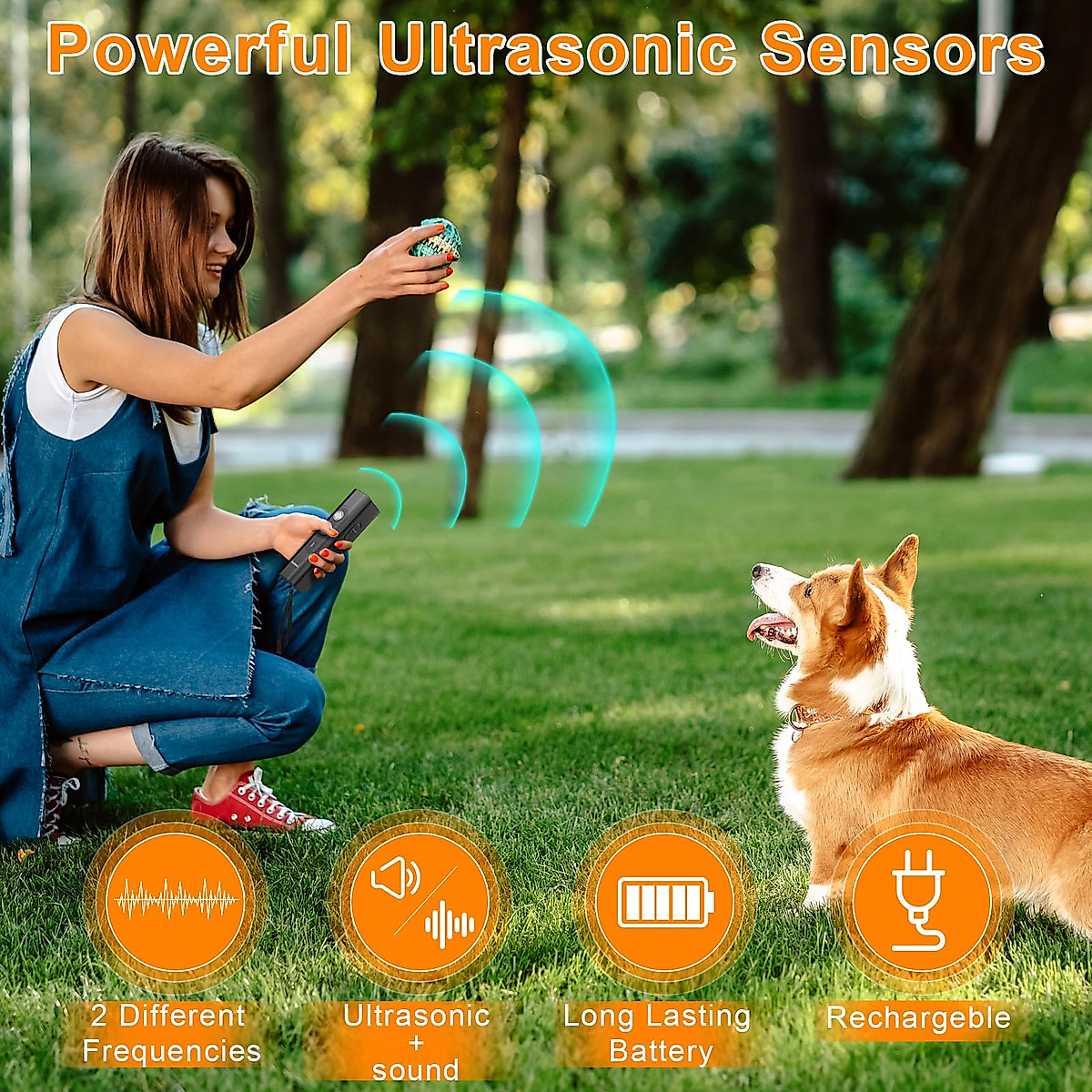Abdtech Anti Barking Device for Dogs - Dog Bark Deterrent Devices for Stopping Bad Dog Behavior - Ultrasonic Dog Bark Deterrent, Refuse to Shout and Slap - Best Anti Barking Device Rechargeable