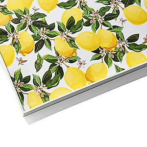 American Atelier Set of 2 Lemons and Blossoms Rectangular Serving Tray with Handles- Indoor & Outdoor Platter for Home Entertaining, Cocktail Hour, Snacks, Barware, Perfume (Large 19x14, Small 18x12)