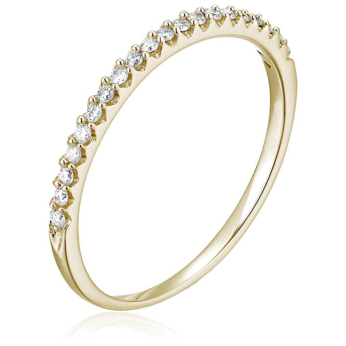 Vir Jewels 1/6 cttw Micro Pave Diamond Wedding Band for Women in 10K Yellow Gold Prong Set, Size 7.5