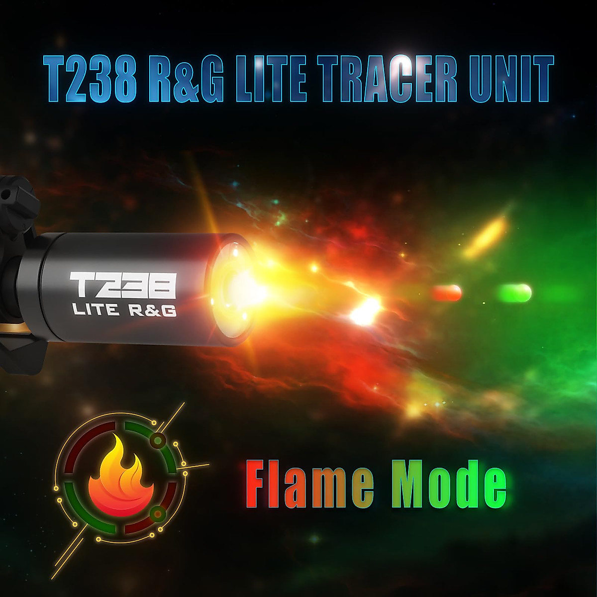 T238-LITE R&G Airsoft Tracer Unit, Spitfire Tactical Muzzle Flash Simulator for Airsoft/Gel Blaster with 14mm CCW Threaded Interface