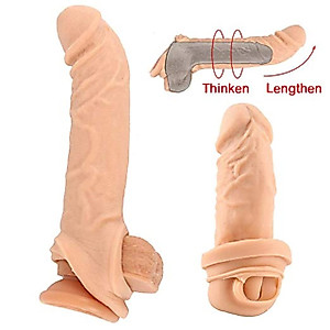 Threaded mace Condom Cock Sleeve Male Condom Adult Lock fine Ring Extended Sleeve Crystal S-leeve (8INCH)