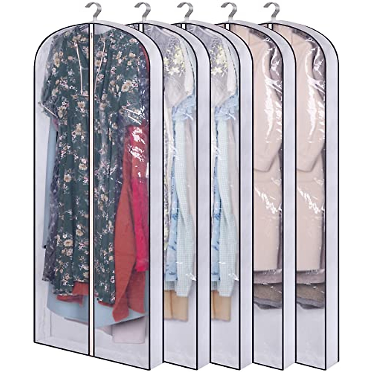 SLEEPING LAMB 60'' Long Hanging Garment Bags for Closet Storage and 6 Shelves Jumbo Hanging Closet Organizer and Storage