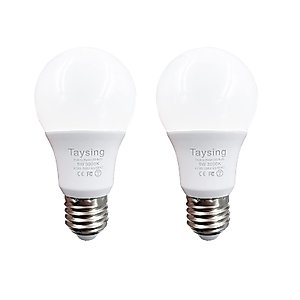 Taysing Dusk to Dawn Light Bulbs Auto On/Off 40 Watt Equivalent Smart Light Sensor LED Bulb Security Bulb Outdoor Night Light Bulb Garage Porch 5W 500lm E26 Soft White 2 Pack