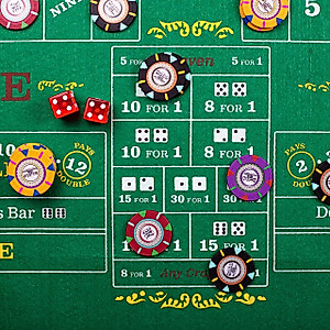 Brybelly Double-Sided Craps Table & Roulette Casino Felt | Convenient, Space-Saving 36" x 18" Roll-up Casino Gambling Tabletop Mat | Smooth 2mm Mini-Felt for Coffee Table Texas Hold 'Em & Blackjack