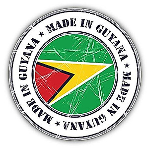 DG Graphics Made in Guyana Grunge Flag Stamp Art Decor 5'' x 5'' Magnet Vinyl Magnetic Sheet for Lockers, Cars, Signs, Refrigerator