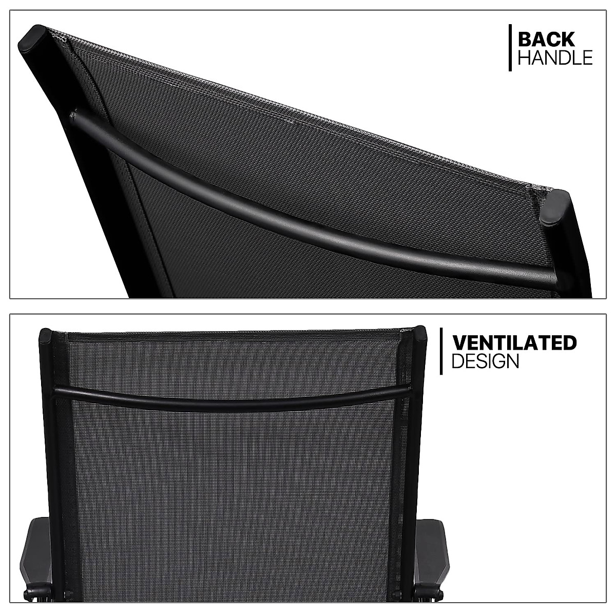 MoNiBloom Set of 2 Patio Outdoor Folding Chairs, Portable Dining Chairs with Armrest for Outside Garden Camping Backyard Poolside Beach Deck, Black