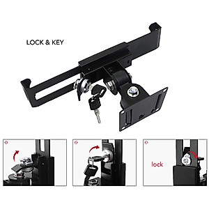 WeSTRUGGLE Tablet Wall Mount Holder with Lock and Key, Rotate Design Arbitrary Adjustment,Multi Angle,Bracket for Most 8 to 10.4 Inch,and for iPad Air &10.2,10.9,Pro 11 Galaxy tab,and More (Black)
