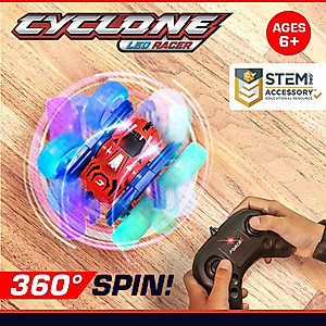 Force1 Cyclone LED AND Tornado Remote Control Car Bundle - Double Sided Fast RC Cars (2) Stunt Cars with 360 Flips, All Terrain Tires, LEDs, RC Crawler Rechargeable Toy Car Battery for Kids and adults