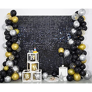 Kate Square Black Sequin Backdrop Panels for Party Decoration Glitter Sequin Panel (Pack of 12)