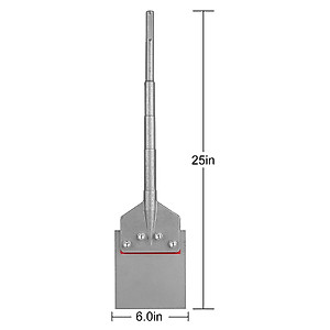 Firecore SDS Max Floor Scraper, 6-in Wide Tile Removal Bit with Long Handle and Heavy Duty Blade