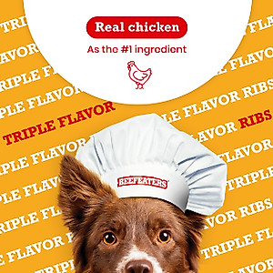 Beefeaters Dog Treats - Triple Flavor Ribs 1.65oz Case of 12 | Rawhide Dog Treats Wrapped with Real Chicken | Promotes Dental Health | Dog Food Long-Lasting Chew | Training Treats for All Dog Sizes