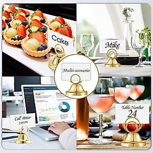 Affbei 24 Pcs Gold Table Number Holders Wire Picture Holder Small Size Table Card Holders Tabletop Metal Place Card Holder Reserved Table Card Holder for Centerpieces Wedding Reception Party Birthday