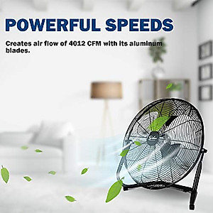 Simple Deluxe 18 Inch 3-Speed High Velocity Heavy Duty Metal Industrial Floor Fans, Black