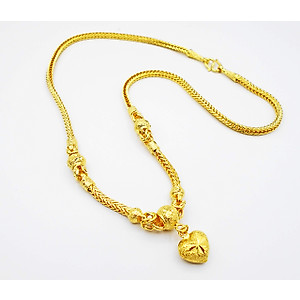 Chain 24k Thai Baht Yellow Gold Plated Filled Necklace Jewelry Women 20" Pendant Heart