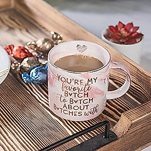 Best Friend Birthday Gifts for Women - Funny Friendship Gift for Bestfriend, Besties, BFF, Sister, Boss Woman, Big Sis, Sorority, Mom - You're My Favorite - Cute Pink Marble Mug, 11.5oz Coffee Tea Cup
