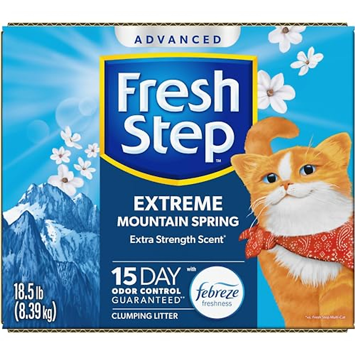 Fresh Step Advanced Extreme Clumping Litter with Febreze Freshness with Mountain Spring Scent, Fights Odor on Contact, 37 lbs. (2 x 18.5 lb. Box)