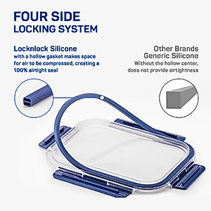 Lock & Lock Classics Tall Rectangular Plastic Airtight Kitchen Or Fridge Container Boxes Set With Leak Proof Lid 1.8 Liter, Set of 3, Transparent (HPL813F x 3)