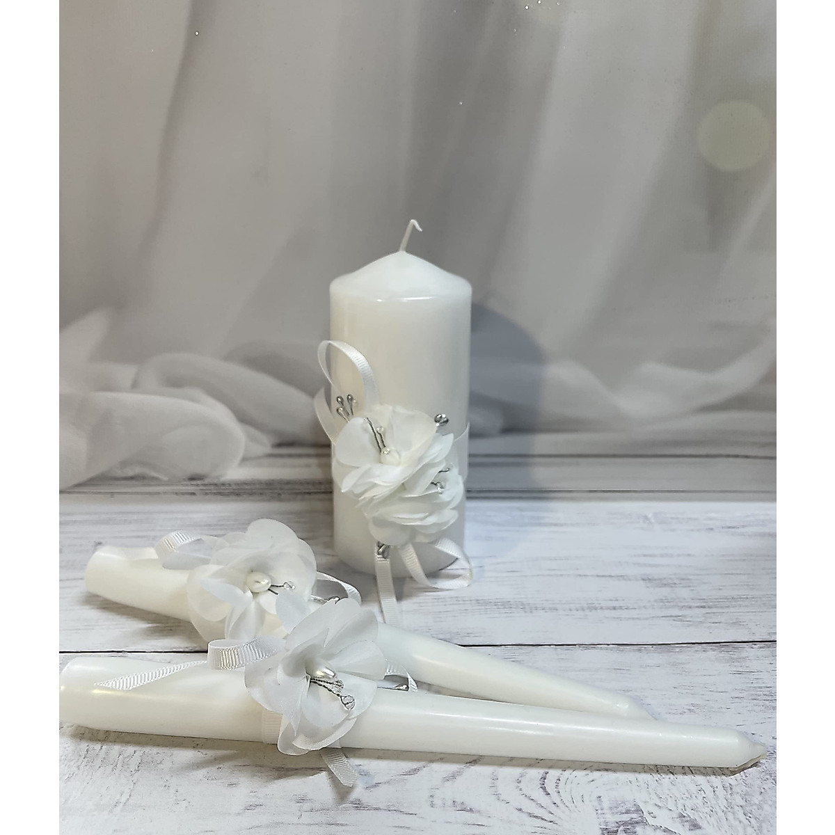 Magik Life Unity Candle Set for Wedding - Wedding Accessories for Reception and Ceremony - Candle Sets – Unity Candle 6 Inch Pillar and 2 * 10 Inch Tapers
