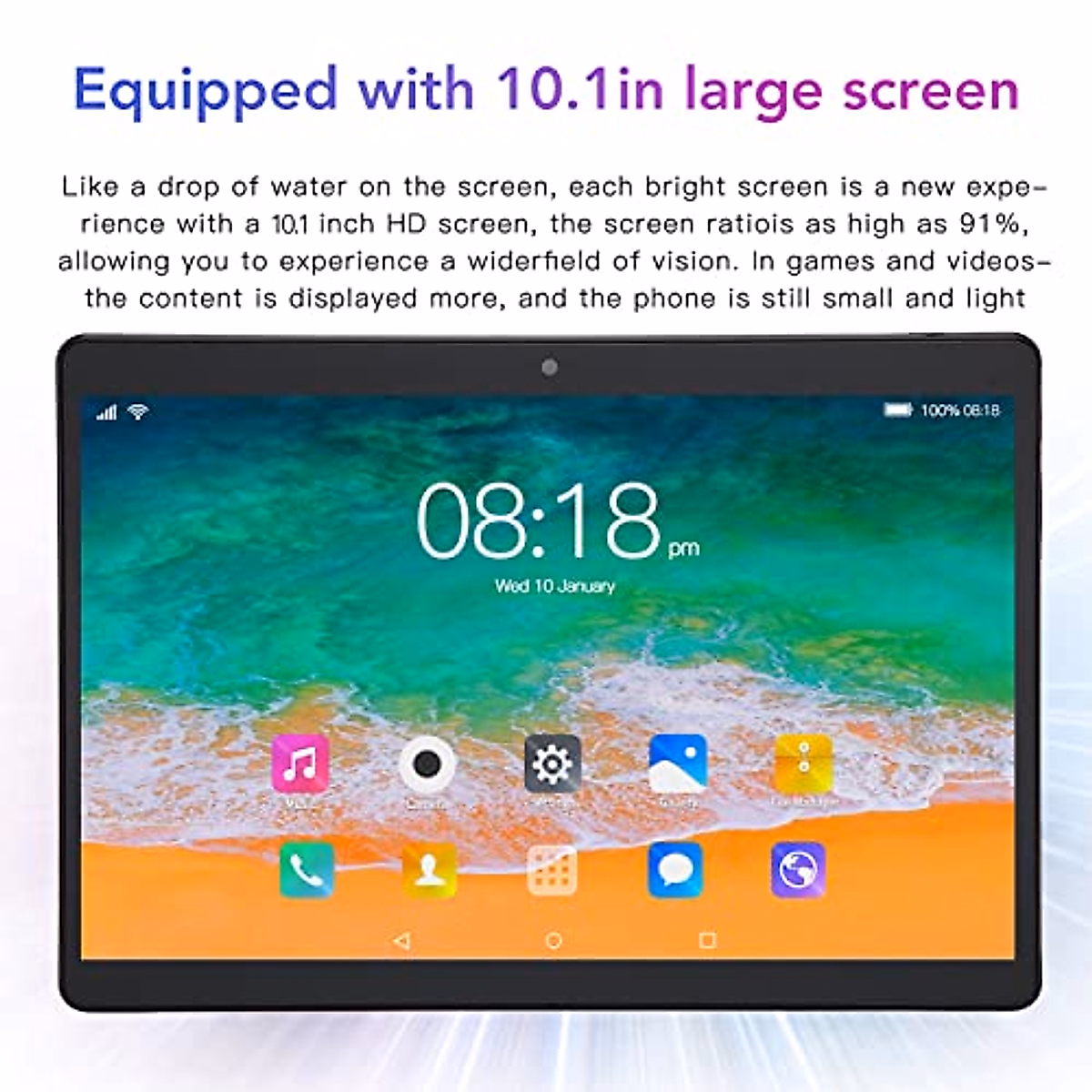 Tablet for 12, 10.1 Inch 5G WiFi Calling Tablet Phone, 6GB 128GB, Dual Cameras, 8800mAh Battery, 1960x1080 IPS, Dual SIM Card Slot, Gifts for Friends Kids