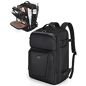 LIGHT FLIGHT Mens Travel Backpack, 36.5L Airline Approved 17.3 inch Laptop Backpack for Weekend Trip, Water-resistant Weekender Backpack for Business, Black