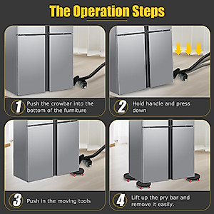 Lunarlipes Upgraded 6 Wheel Heavy Duty Furniture Movers, Moving Dolly Lifter Tool Set, 360 Swivel Silent Wheels, 1600 Lbs.Capacity, for Heavy Furniture Such as Refrigerators, Closets