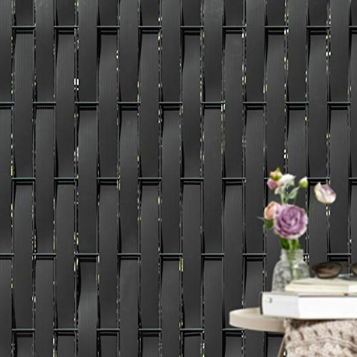 Windhager Sichtschutzstr anthr Livingston 07075 Privacy Screen Strips, Double Rod Mats for Fence, 50 m x 4.6 cm, Anthracite, Charcoal