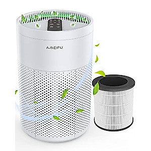 Air Purifiers for Home Large Room Pets Hair-for Bedroom up to 1200 sq.ft, AMEIFU H13 True HEPA Air Filter for Allergies, Smoke, Dust, Pollen, Ozone Free, 15dB Quiet Cleaner for Bedroom, White
