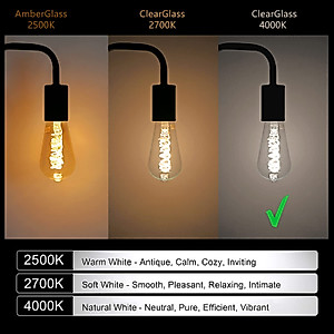 RuiAoTD ST58 (ST19) Vintage Edison LED Bulb, Daylight White 4000K, Antique Flexible Spiral LED Filament Light Bulb, 600LM Dimmable, 6W Equivalent to 60W, CRI 80+, E26 Base, Clear Glass, 6 Pack
