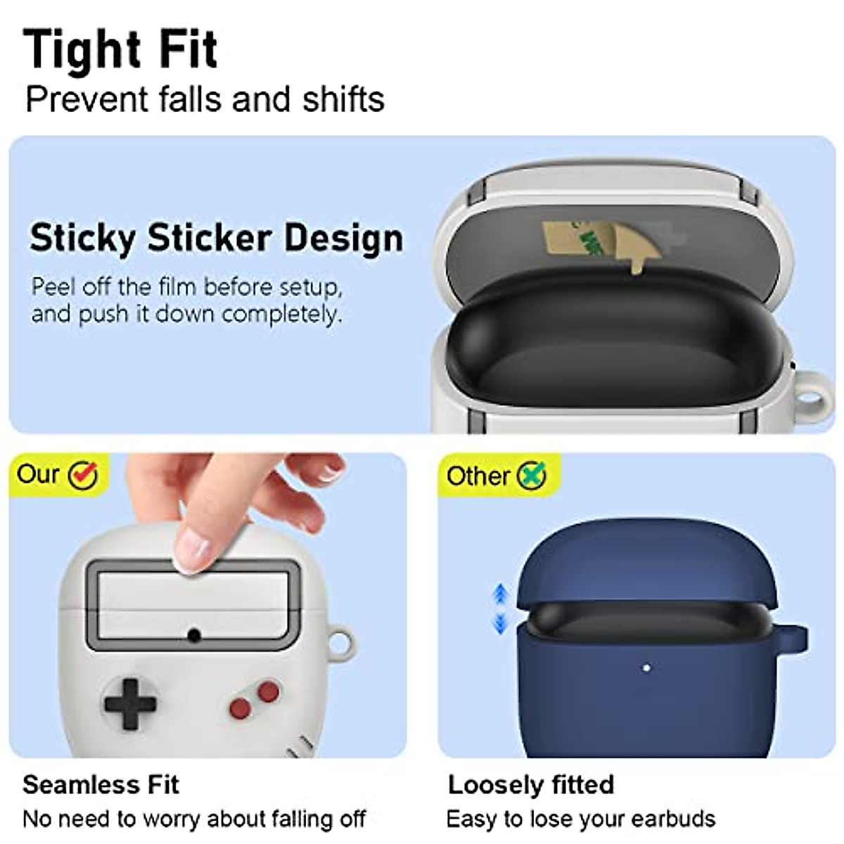 [6in1 Set] Cute Case for Bose QuietComfort Earbuds II Case(2022), Shockproof Protective Bose QuietComfort Earbuds ii Case Cover Bose QC ii Earbuds Silicone Accessories with Carabiner & Lanyard