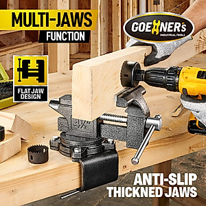 [Upgraded] Multi-Purpose Bench Vise 4-1/2", Table Vice For Workbench, Universal Clamping Vise With Heavy Duty Cast Iron, Multi-Jaw, Swivel Base, Easy Adjustment for Woodworking, Workshop DIY Uses…
