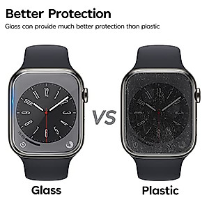 Mowei 3-Pack for Apple Watch Series 8/7 Screen Protector 45mm, 9H Tempered Glass 3D Full Coverage Bubble Free Waterproof Infinite HD Shield for Apple Watch 7/8 45mm (2022)