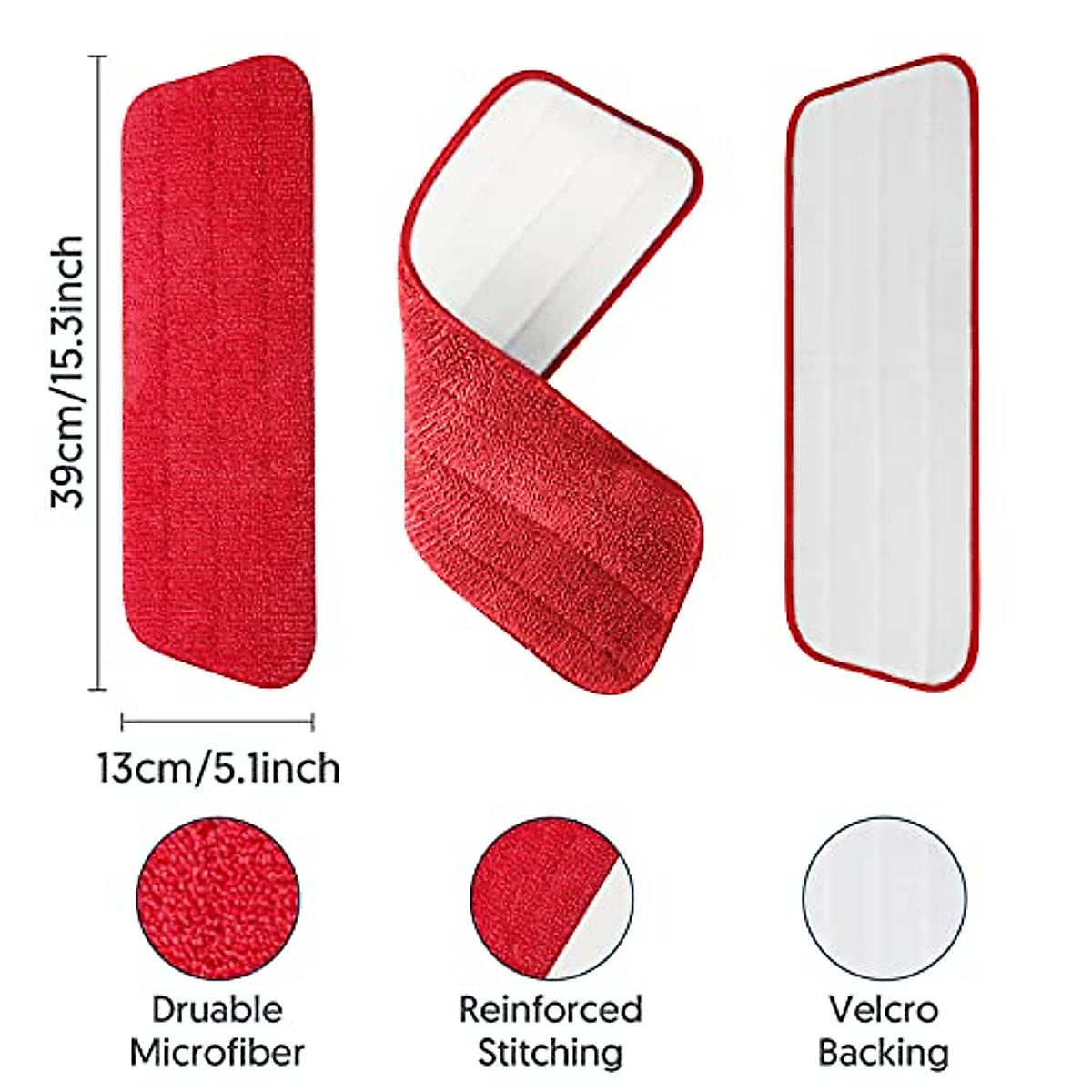 Microfiber Spray Mop Pads Replacement Compatible with Swiffer PowerMop - MEXERRIS Floor Cleaning Mops Heads Replacement Washable Flat Mop Refills Fit for All Spray Mops & Reveal Mop, 7 Pack/Set Red