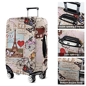 Xidingyue France Paris Tower Luggage Protective Cover Eiffef Tower Pattern Elastic Suitcase Cover Fit 22-24 Inch Luggage