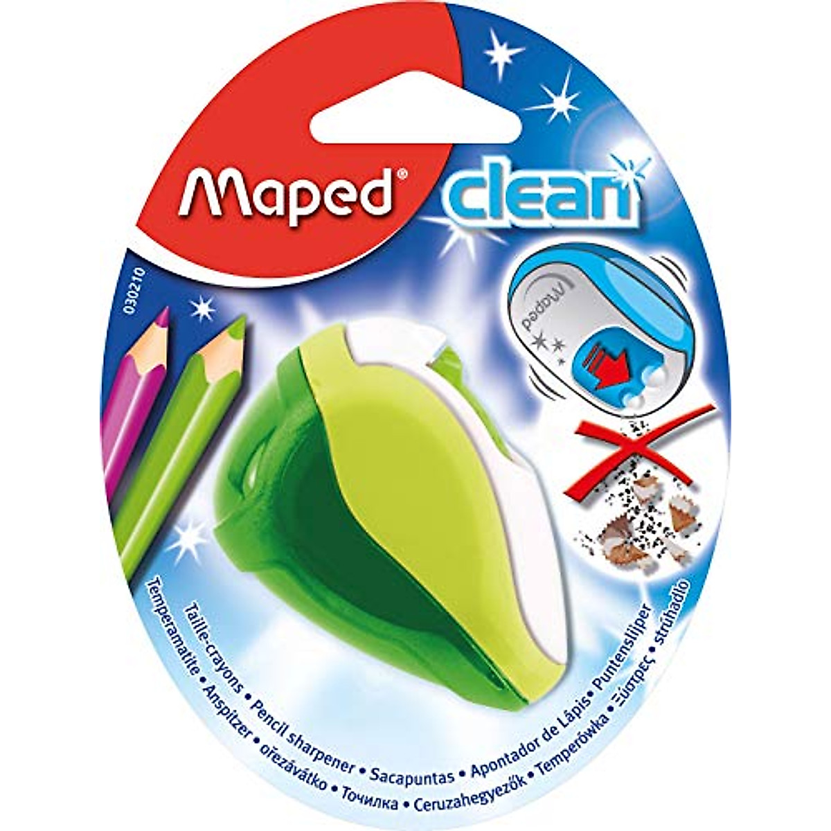 Maped Clean 2 Hole Pencil Sharpener, Assorted Colors (030249)
