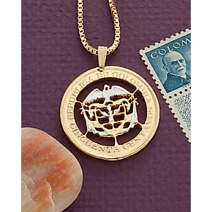 Colombian Pendant, Hand Cut Colombian Coin, 1 1/8" Diameter, (# 869)