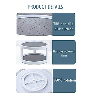 DLD 2-layer rotatable two-layer sideboard, spice rack, storage rack, lazy Susan turntable, non-slip shelf White/Gray (Double layer)