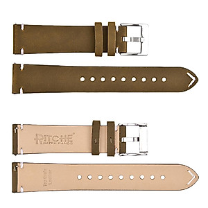 18mm Classic Genuine Leather Watch Bands Quick Release Vintage Leather Watch Straps Compatible with Seiko Watch for Men, White Elephant Gifts, Stocking Stuffers for Men