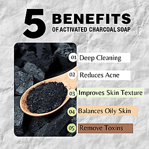 One With Nature Activated Charcoal Soap Bar with Dead Sea Minerals 4oz 6Pack in Gift Box for Face, Body, All Skin Types - Contains Shea Butter, Argan Oil, Magnesium, Sulfur, and 21 Essential Minerals