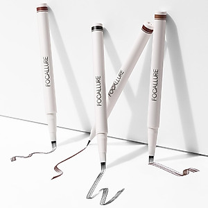 FOCALLURE FLUFFMAX TINTED Liquid Eyebrow Pen, Eyebrow Microblading Pen with a Micro-Fork Tip Applicator, Long-Lasting, Smudge-Proof, Creates Natural Looking Brows, GOLD BROWN