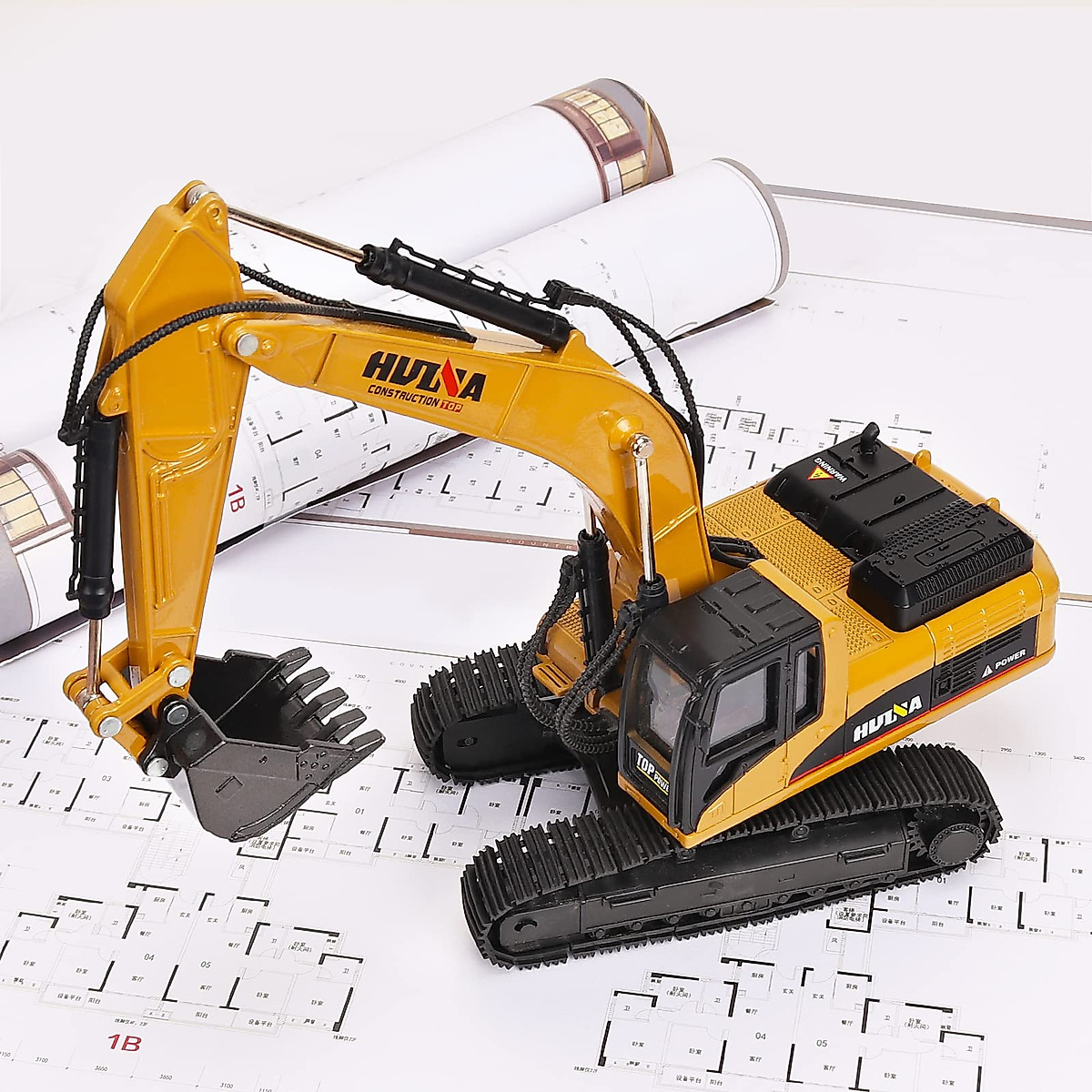 1/40 Scale Metal Excavator Toy, Diecast Construction Equipment Digger Trucks Toys for Boys Kids