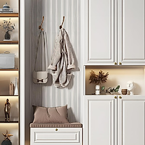 Mafegu 2 Pcs Antique Brass Wall Hanger Clothes Hat Hooks, Simple Light Luxury Style, Backpack Hooks, Towel Hooks, Shoe Closet Wardrobe Bathroom Bedroom Wall Hooks (2, Long-Antique Brass)