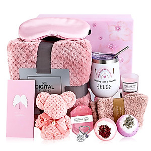 Birthday Gifts for Women Friend, Get Well Soon Gift for Women, Care Package Gift Basket for Her, Get Better Soon Gift After Surgery, Thinking of You Gift Box with Blanket for Mom Wife Sister Friend