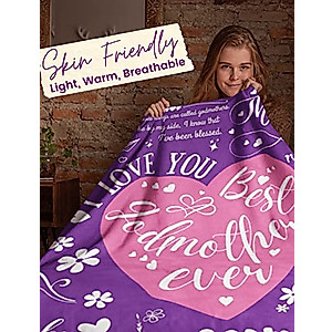 InnoBeta Godmother Gifts, Fairy Godmom Proposal Gift Bed Flannel Plush Blankets for Women, Friends, Sister, Aunt (50"x 65") for Birthday, Christmas, Mother's Day - Purple Heart