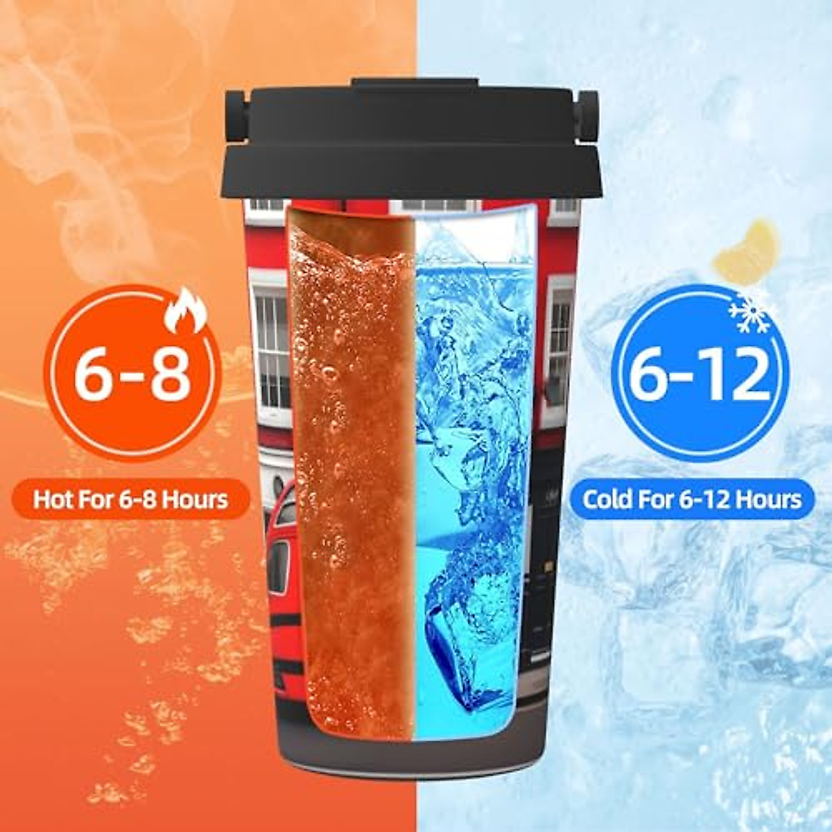 WANGXUEE London Street Print 500ml Stainless Steel Travel Tumbler Double Wall Vacuum Insulated Coffee Mug