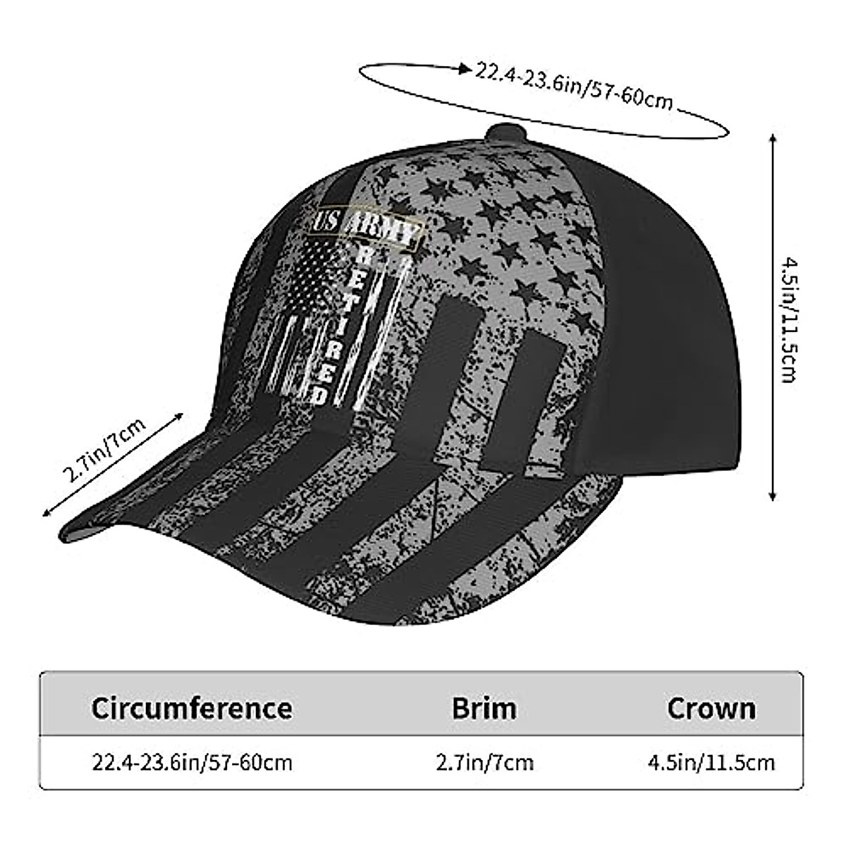 Tavos Army Retired American Flag Trucker Hat for Men - Baseball Snapback Cap Outdoors American Flag