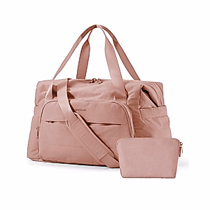 BAGSMART Travel Duffle Bag, Weekender Bags for Women Large Carry on Overnight Bag, Gym Bag with Trolley Sleeve, Personal Item Travel Bag Workout Dance Bag, Dark Pink