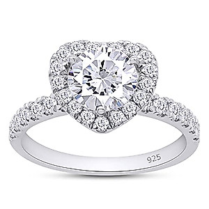 SAVEARTH DIAMONDS Lab Created Diamond Moissanite Engagement Rings for Women Wedding Rings 1.40ct D Color VVS1 Clarity Round Cut Moissanite Ring in 18K White Gold Plated 925 Sterling Silver Size-7